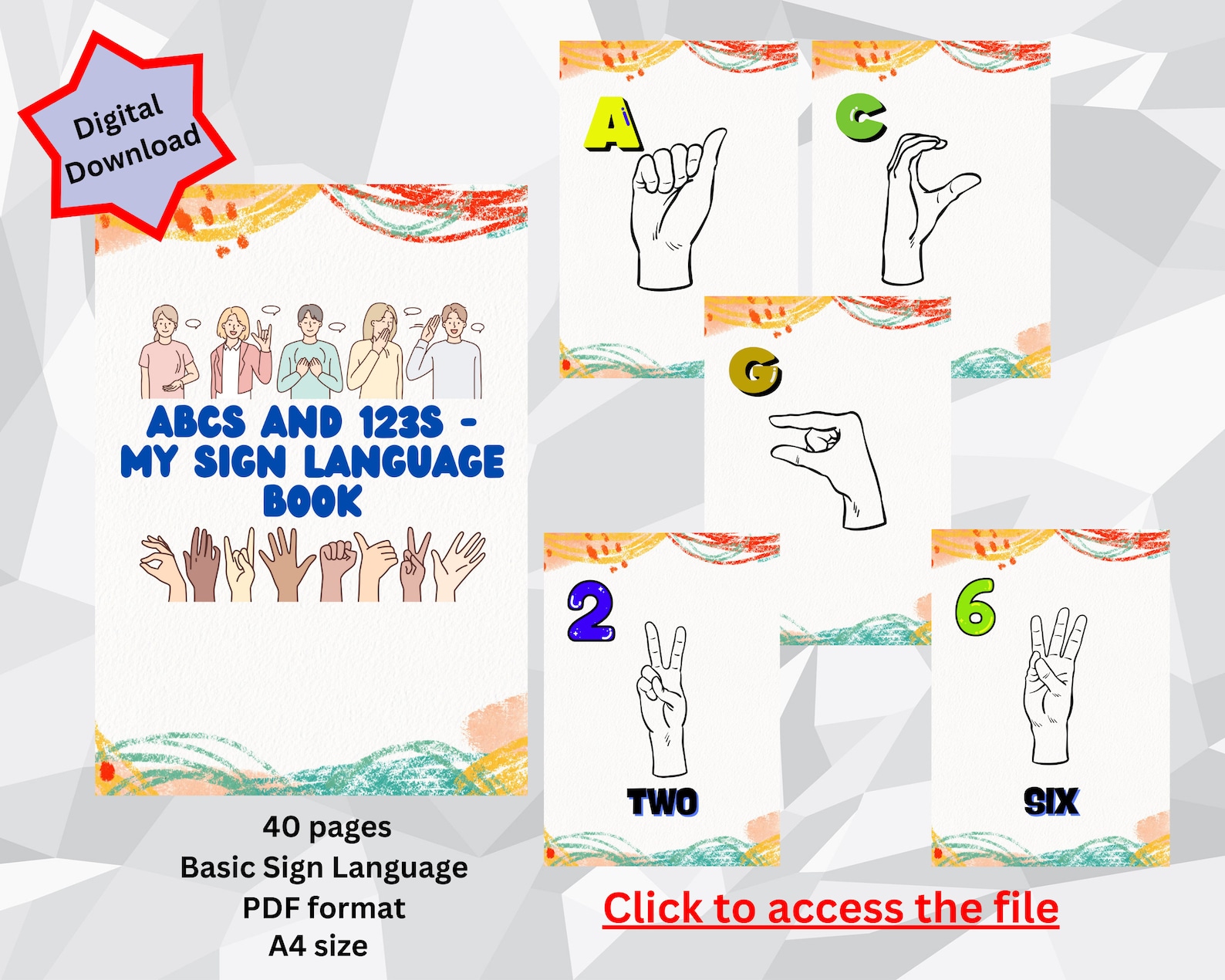 Printable Basic Sign Language, ASL Sign Posters, ASL Learning for Kids ...