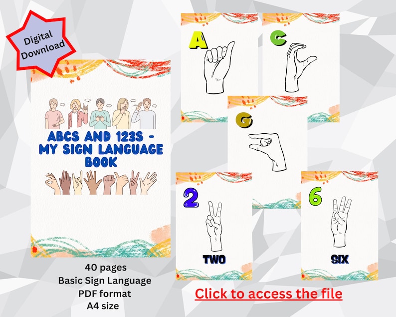 Printable Basic Sign Language, ASL Sign Posters, ASL Learning for Kids ...