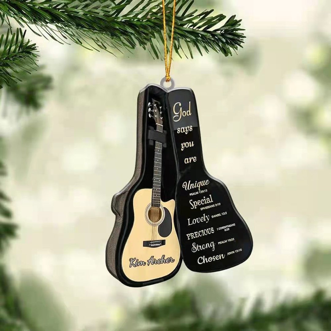 Personalised Guitar Shaped Memorial Tree Decoration Unique Gift Car ...
