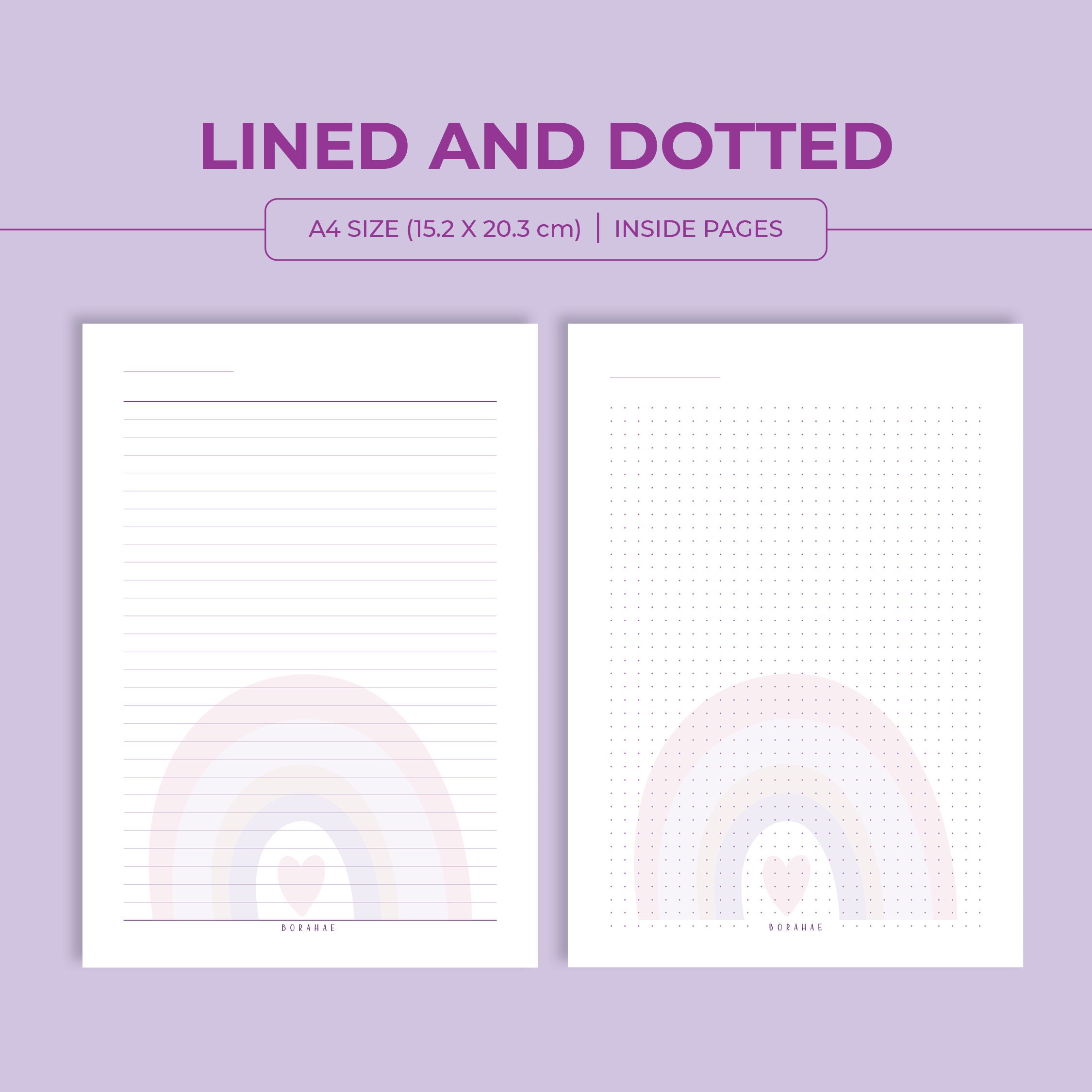 BTS Inspired Notebook, Printable PDF, Borahae, Rainbow, I Purple You ...