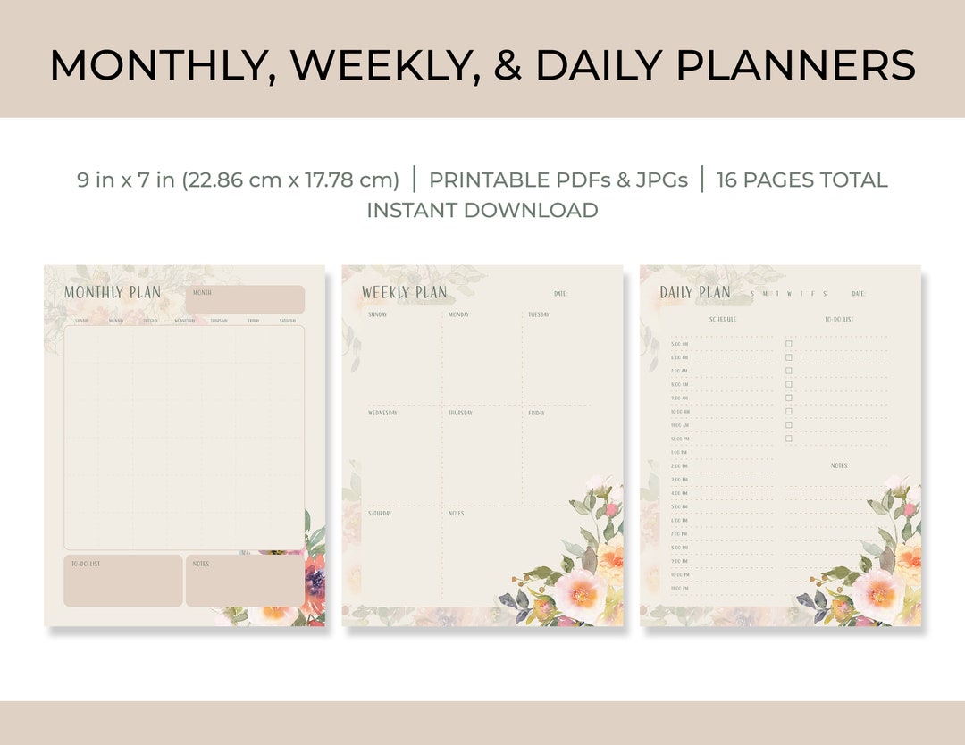 Monthly, Weekly, & Daily Planners - Etsy