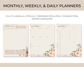 Printable Planner Bundle Monthly, Weekly, & Daily Planner With 12 BONUS ...