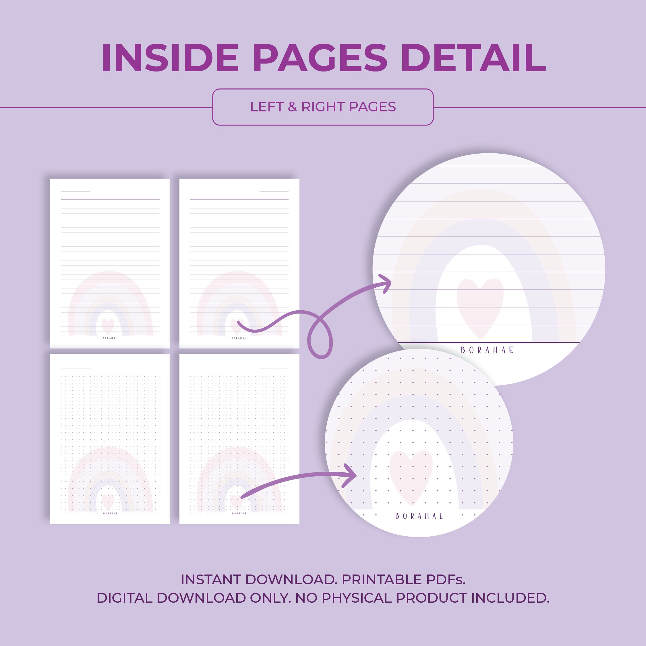 BTS Inspired Notebook, Printable PDF, Borahae, Rainbow, I Purple You ...