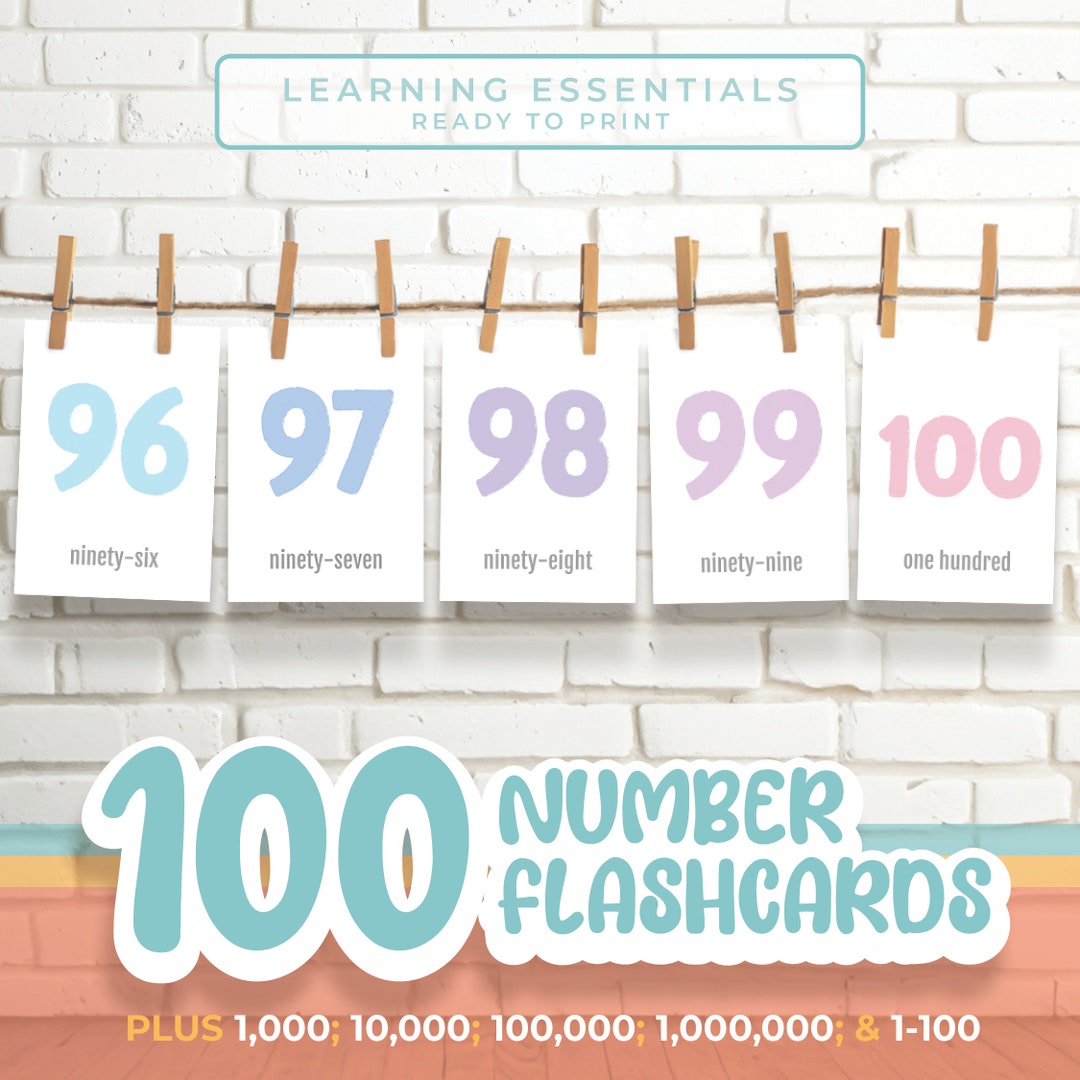 100 Number Flashcards Preschool Materials Homeschool Printables Digital ...