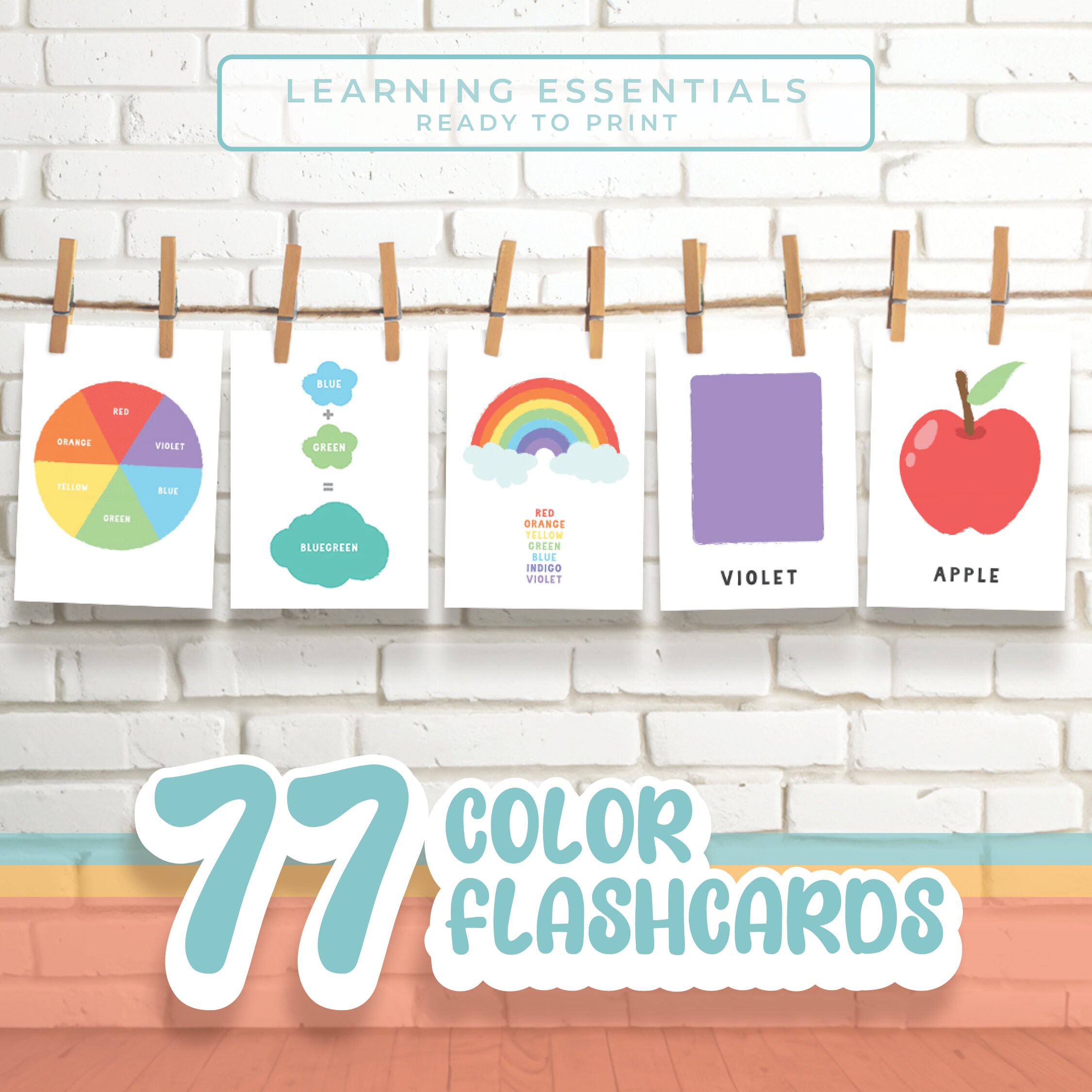 77 Color Flashcards Preschool Materials Homeschool Printables - Etsy