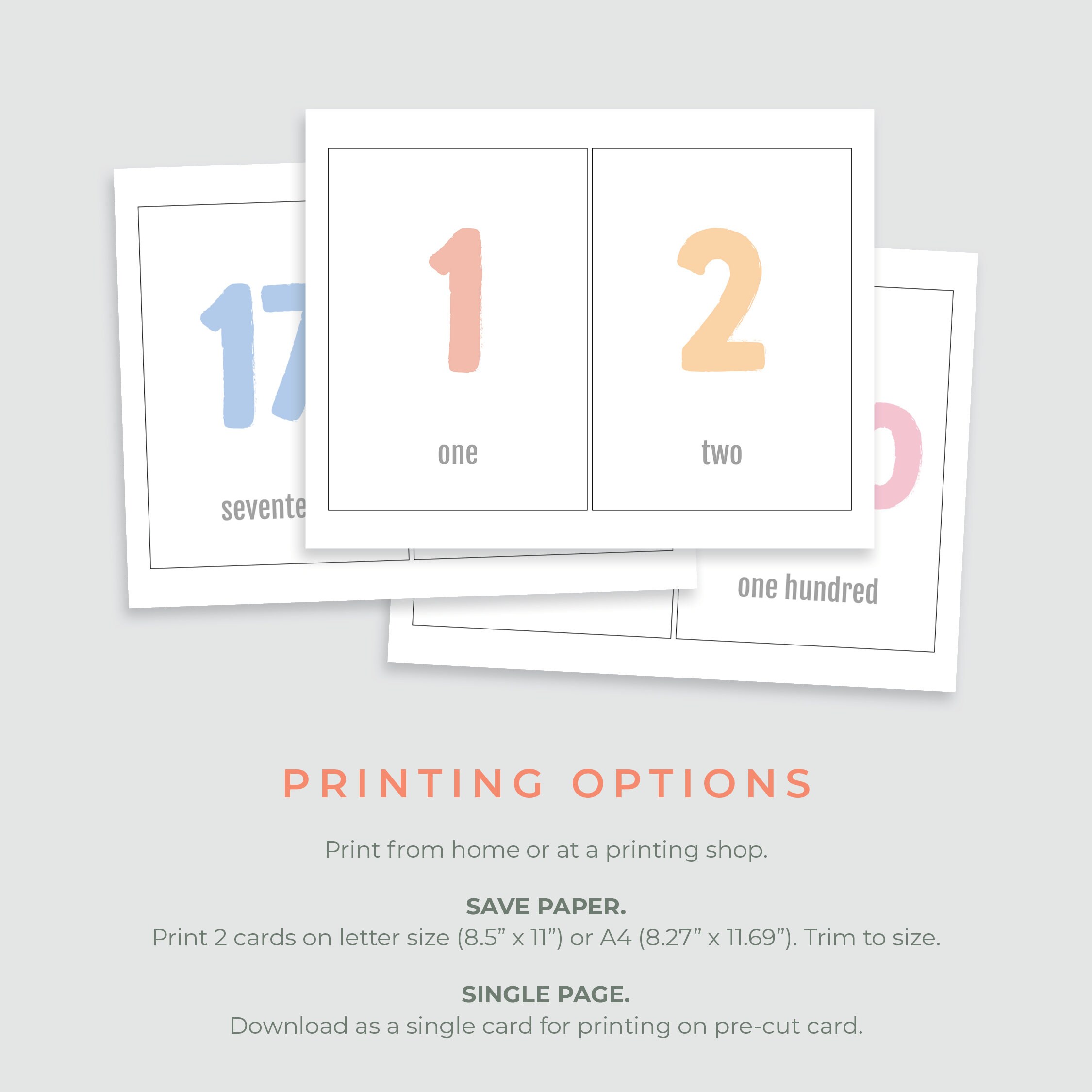 100 Number Flashcards Preschool Materials Homeschool Printables Digital ...