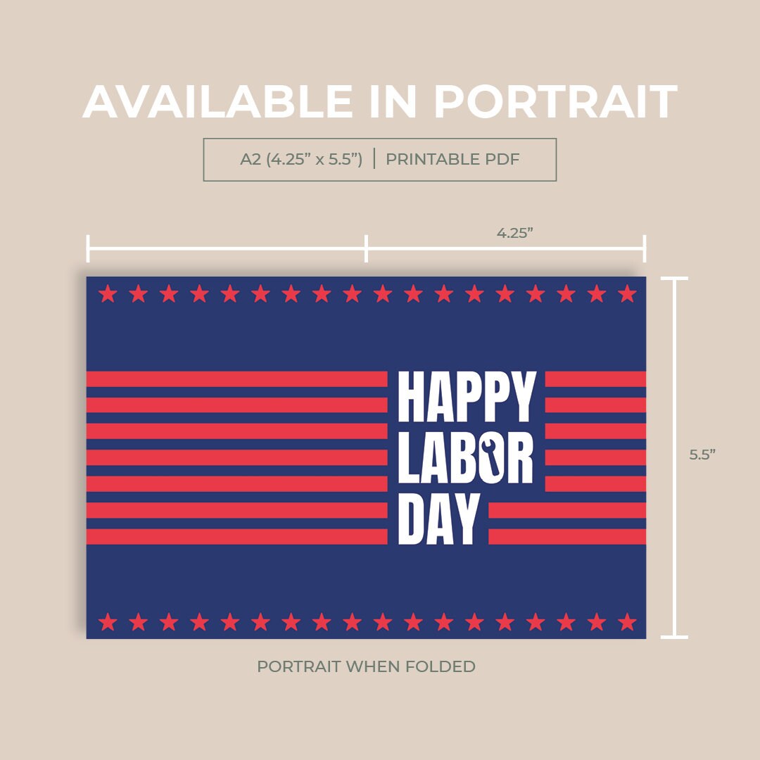 Labor Day Card, Printable Card, Downloadable, Blank Card, Instant ...