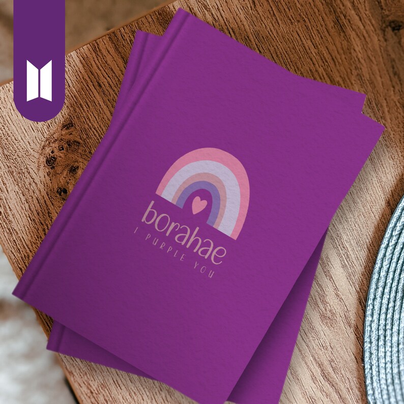 BTS Inspired Notebook, Printable PDF, Borahae, Rainbow, I Purple You ...