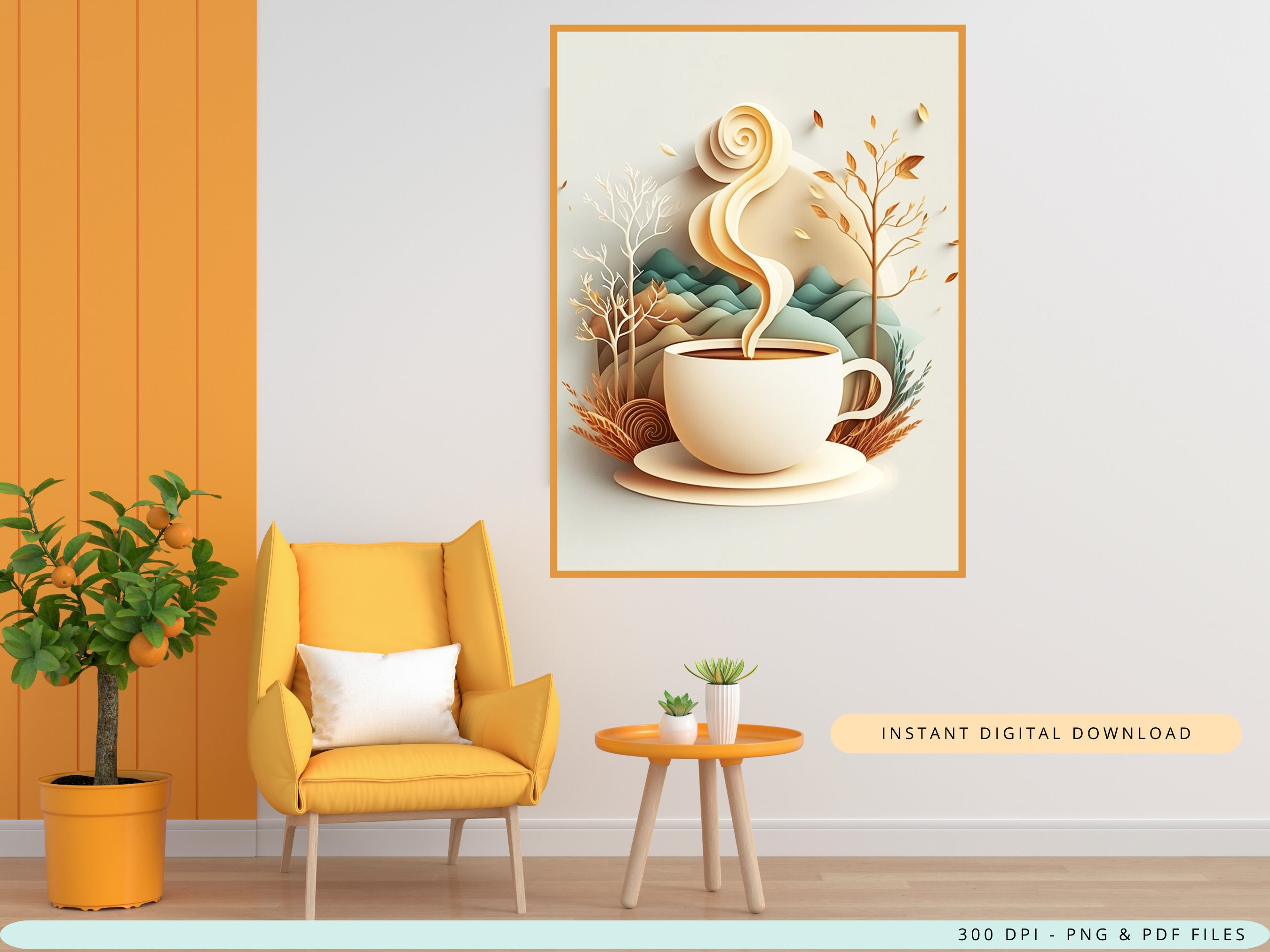 Coffee Poster Quilling Art Printable 3 Piece Wall Art, Gallery Wall ...