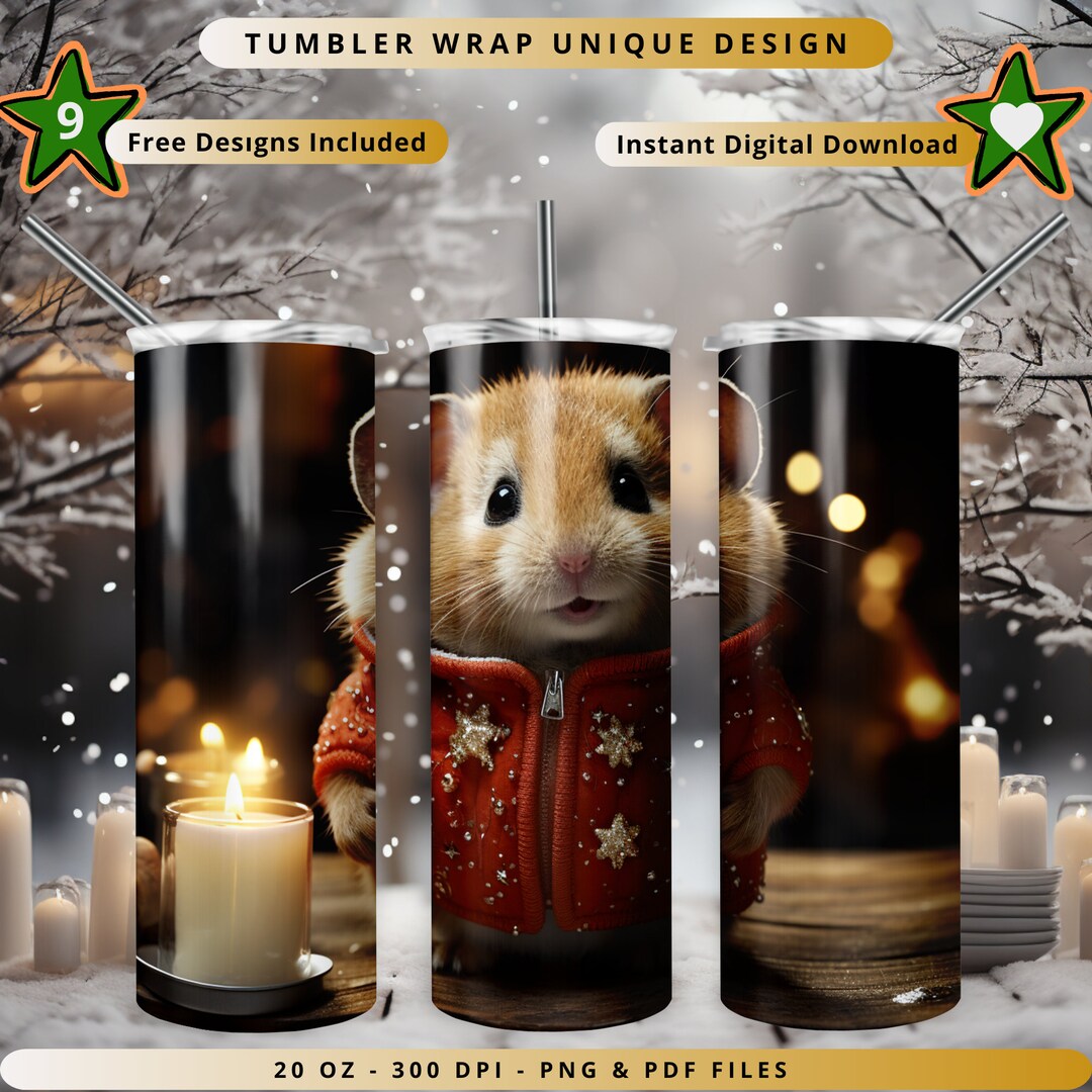 Little Cute Christmas Mouse Candle Tumbler Wrap, 20oz Tumbler Wrap ...