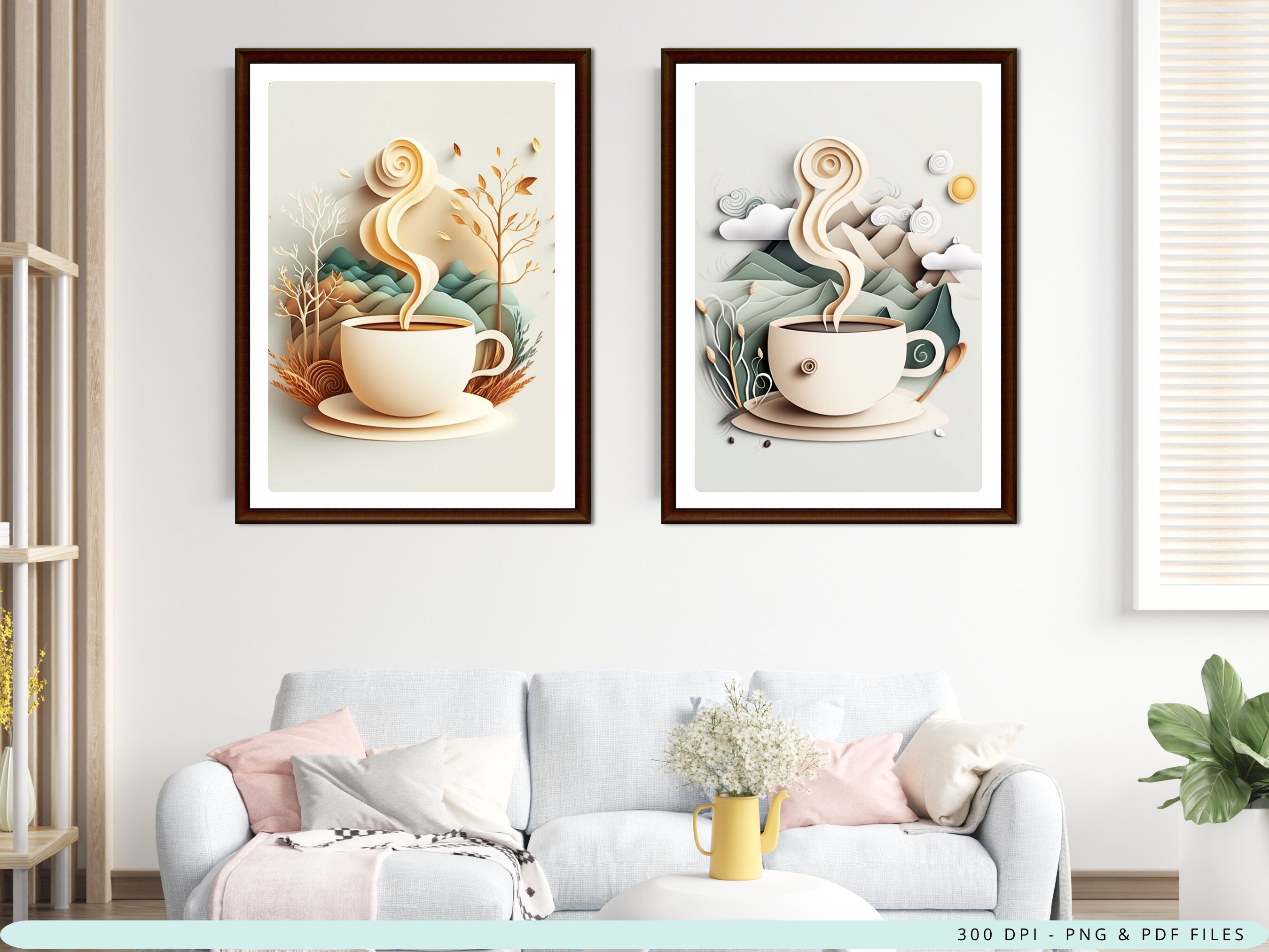 Coffee Poster Quilling Art Printable 3 Piece Wall Art, Gallery Wall ...