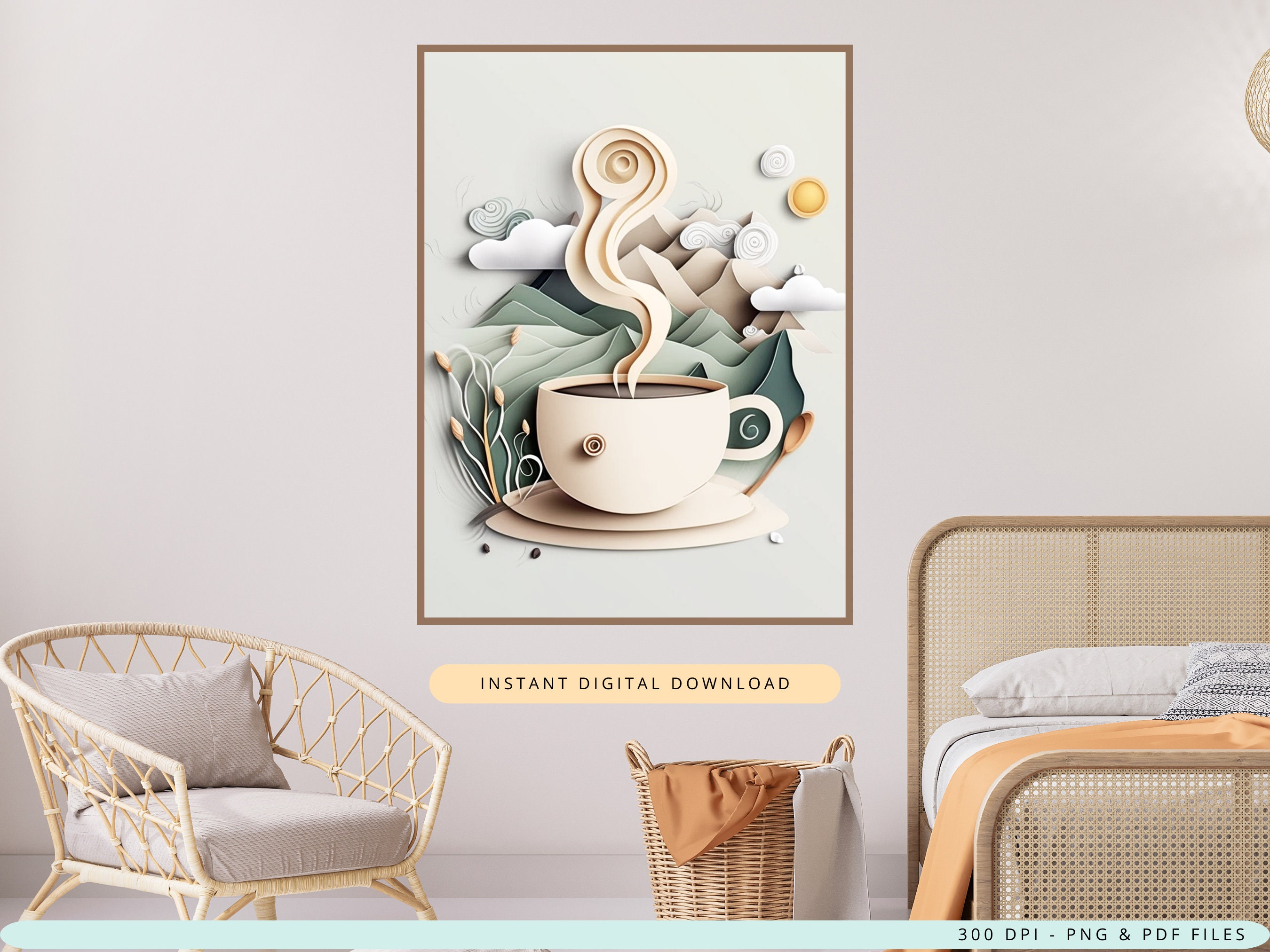 Coffee Poster Quilling Art Printable 3 Piece Wall Art, Gallery Wall ...