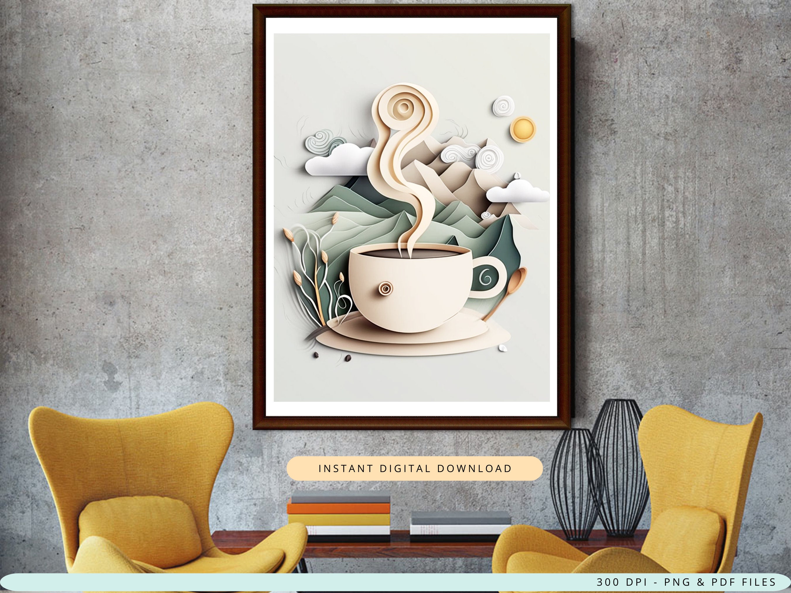 Coffee Poster Quilling Art Printable 3 Piece Wall Art, Gallery Wall ...