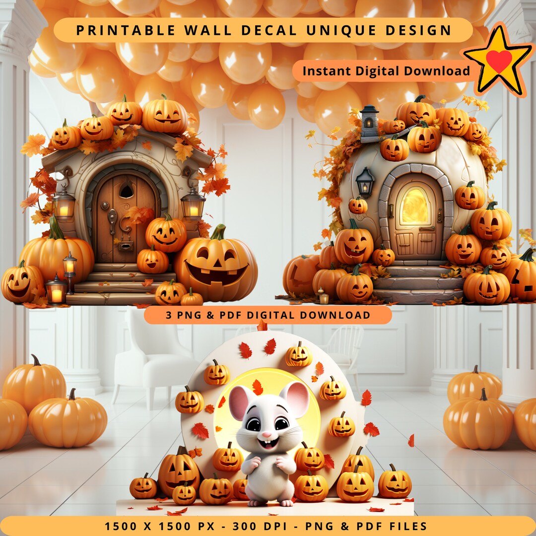 Halloween 3D Mouse in Mouse Hole Wall Decal Funny Stickers, Transparent ...