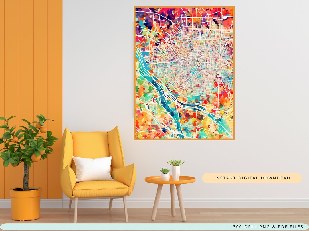 Watercolor Style Map Wall Art 5 Piece Wall Art Map Poster - Etsy