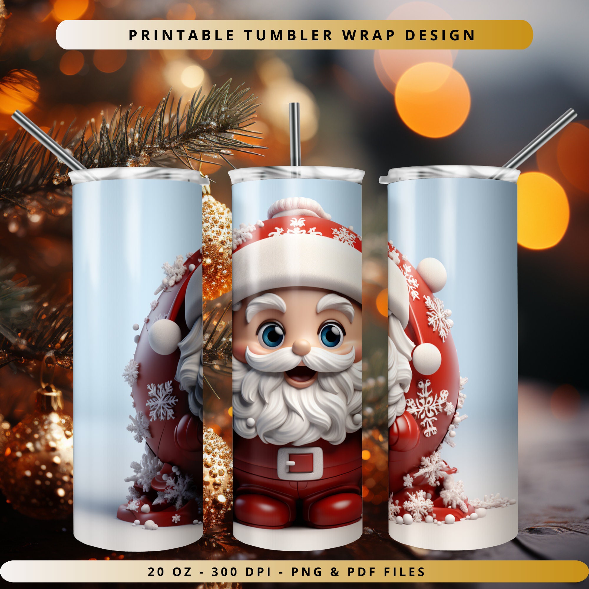 Happy Cute Santa Claus With Toy Bag Christmas Tumbler Wrap - Etsy
