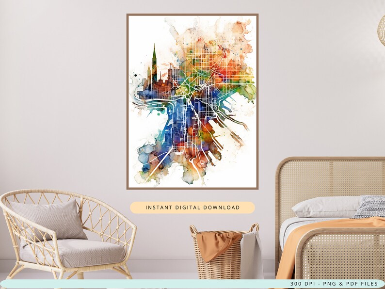 Watercolor Style Map Wall Art 5 Piece Wall Art Map Poster - Etsy