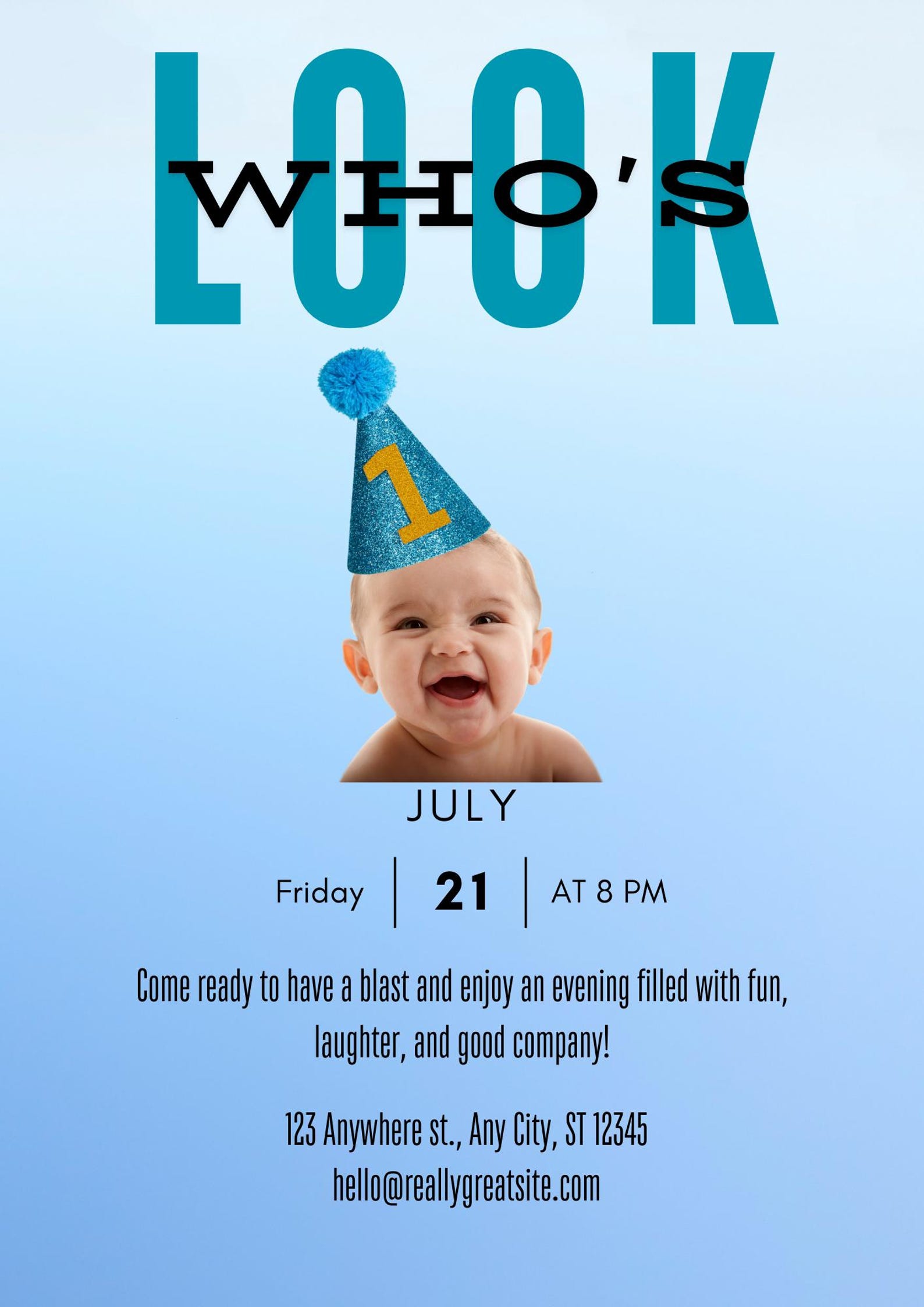 Look Who's 1 Editable Digital Invitation - Etsy