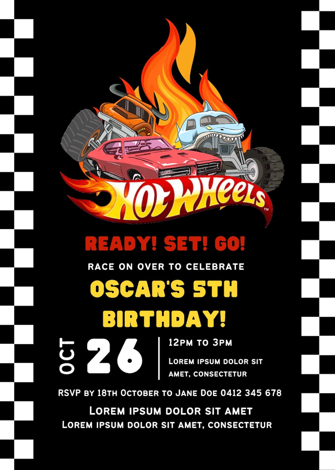 Race Track Birthday Invitation - Editable Invitation - Etsy