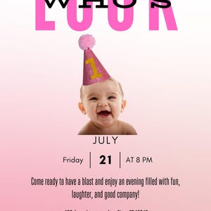 Look Who's 1 Editable Digital Invitation - Etsy