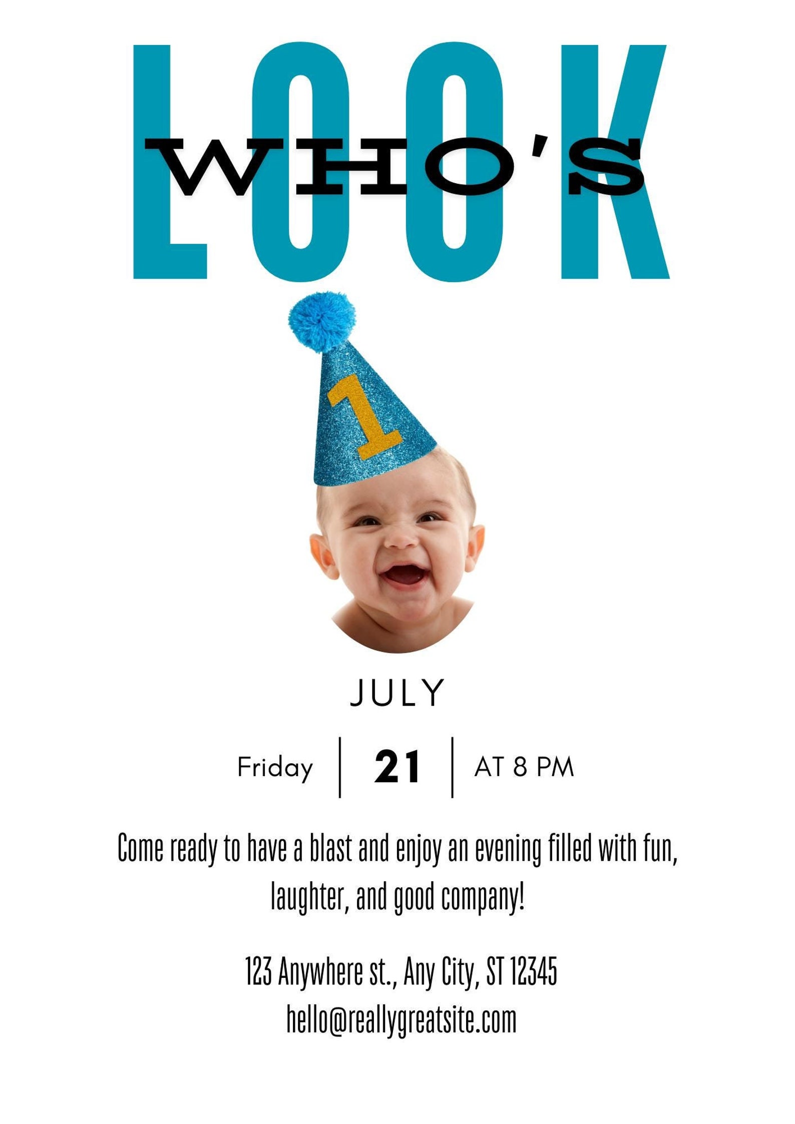 Look Who's 1 Editable Digital Invitation - Etsy