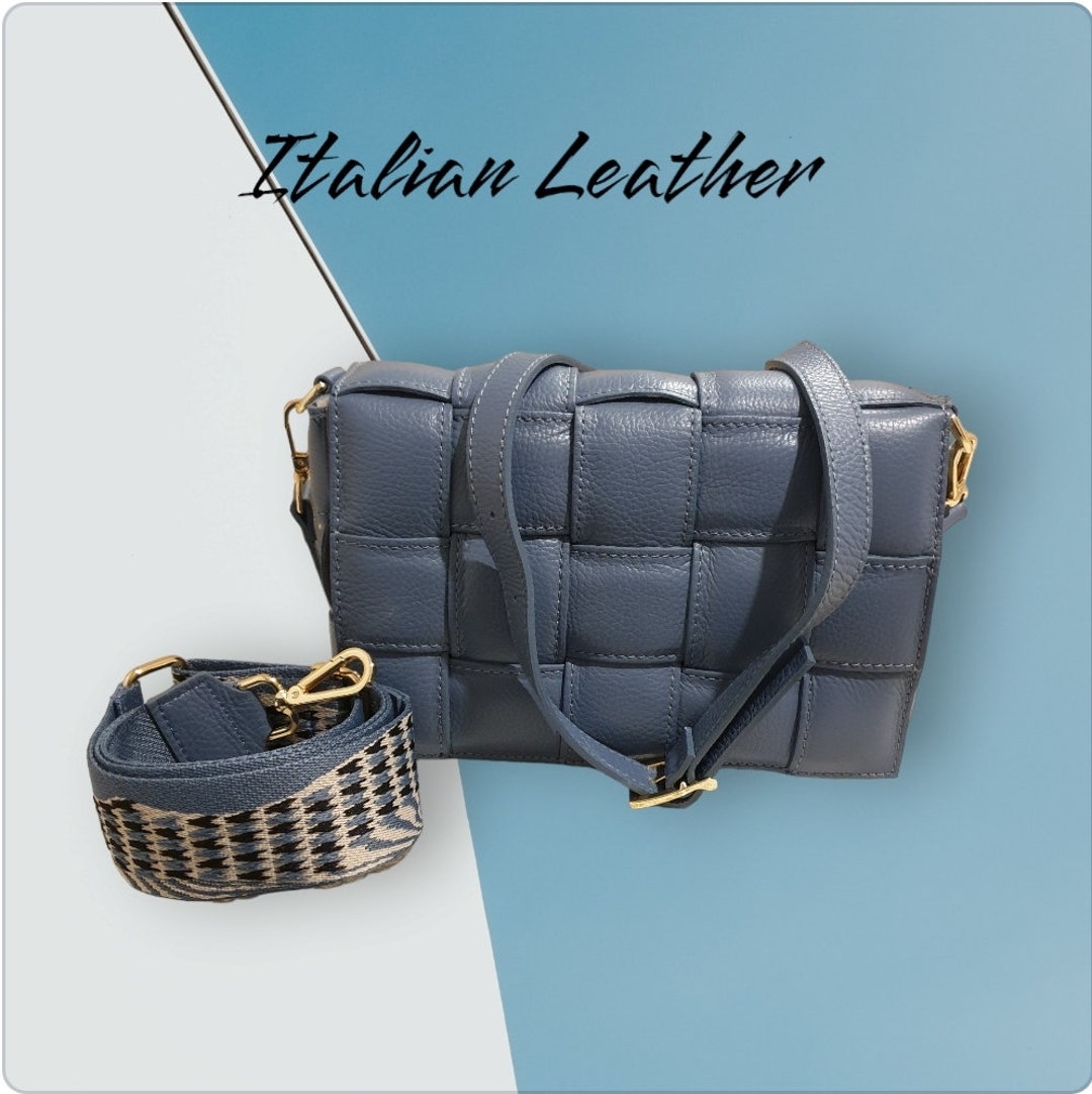 Italian Leather Quilted Crossover Bag (azzurro) - Etsy