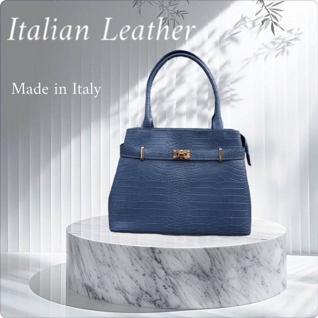 Italian Azzurro Leather Bag (blue) - Etsy Australia