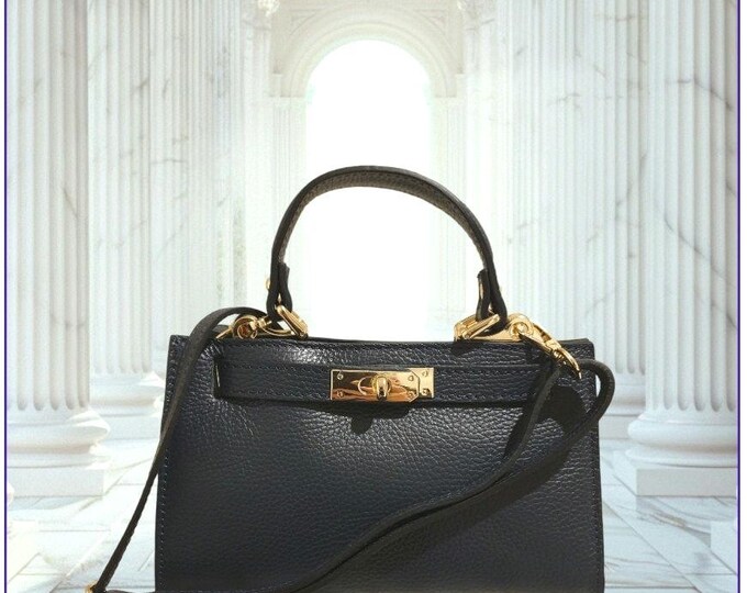 Italian Blu Leather Bag (FRENCH NAVY) - Etsy