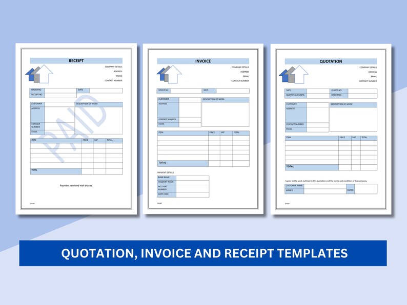 Instant Download. Simple Quotation, Invoice and Receipt Templates ...