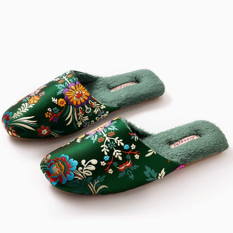 Embroidered Slippers - Etsy