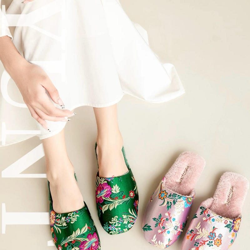 Embroidered Slippers - Etsy