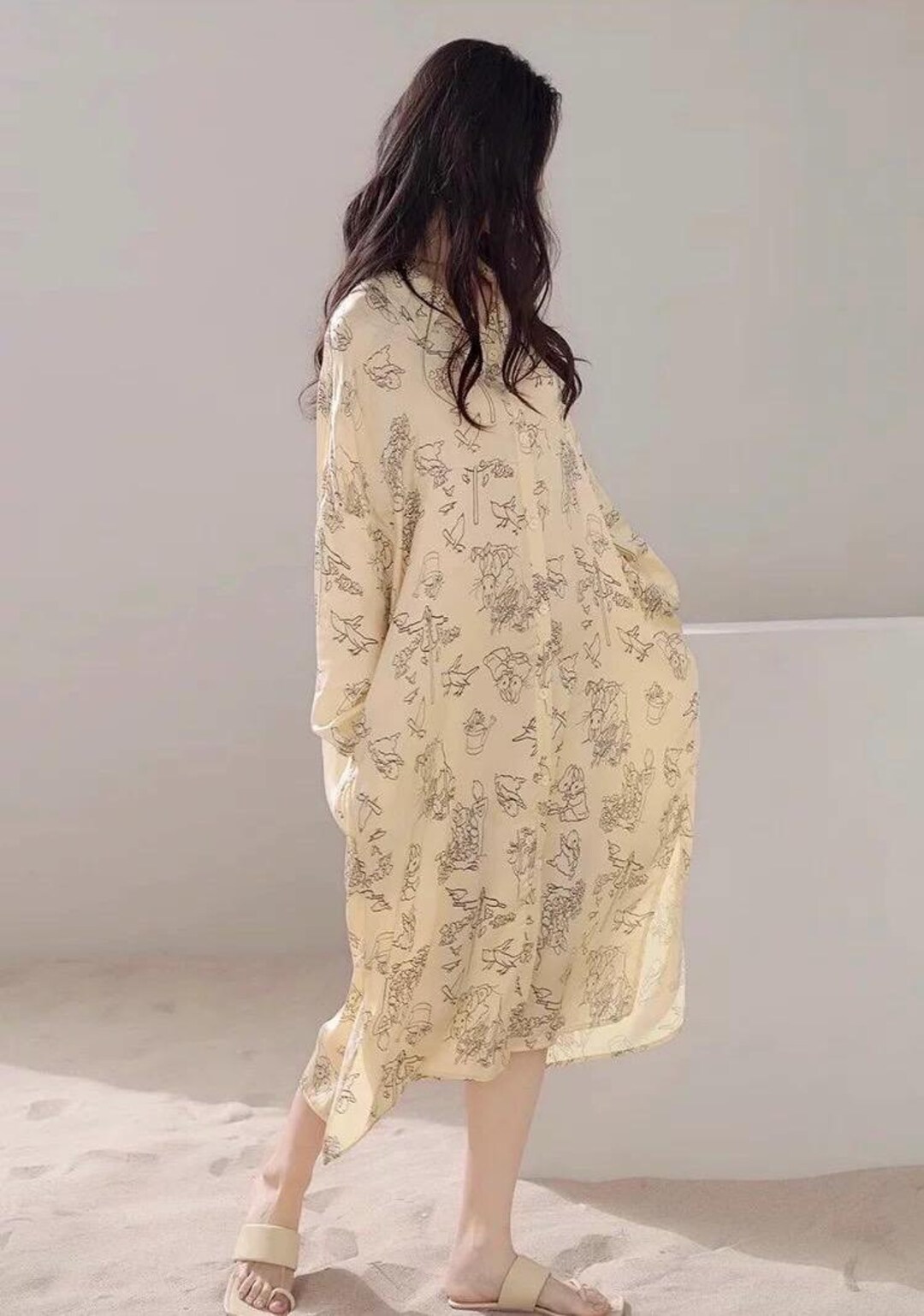 Silk Blended Rabbits Print Pajamas: Breathable Loungewear Nightdress - Gifts for Daughter - Etsy