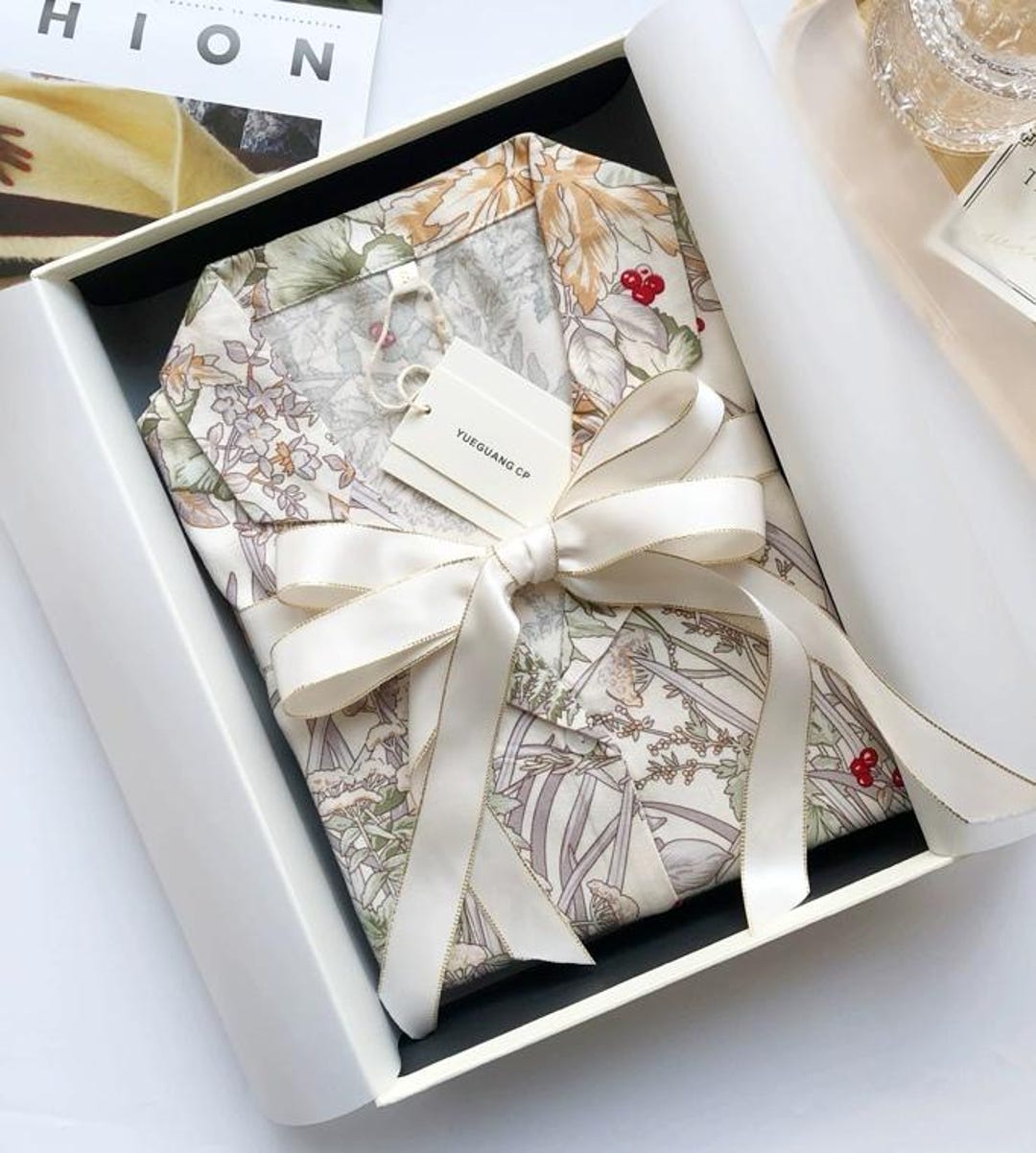 Luxury Satin Silk Pajamas Set for Women Long Sleeve Floral Pyjamas ...