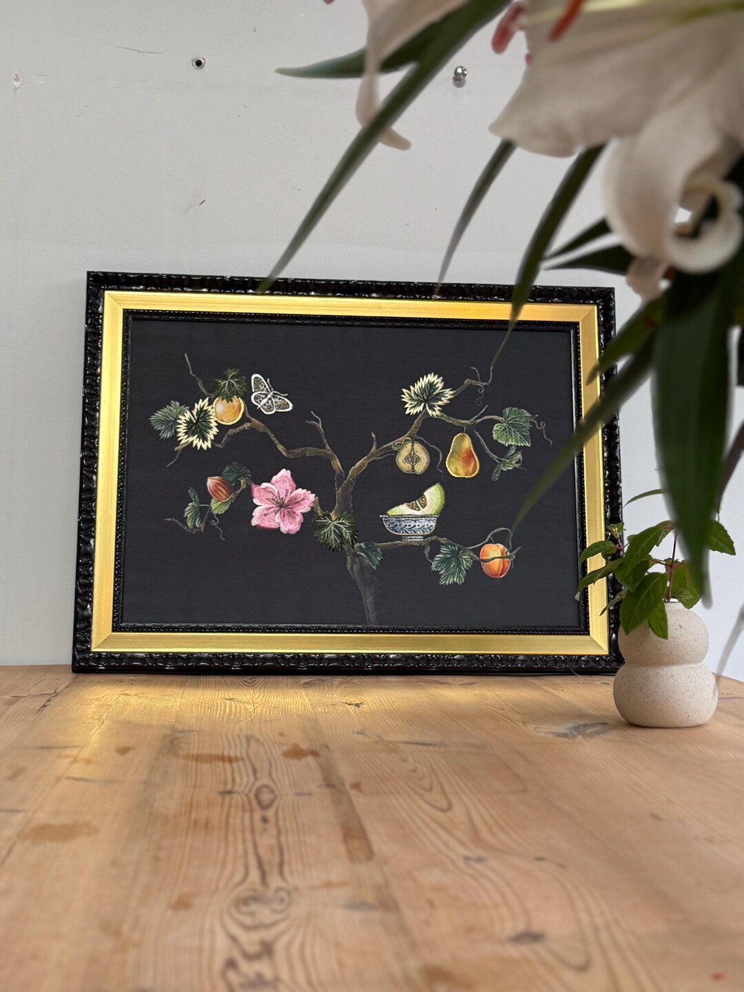 Silk Embroidered Wall Decor Christmas Gift for Art Lover Oriental Wall ...
