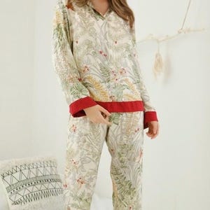 Luxury Satin Silk Pajamas Set for Women Long Sleeve Floral Pyjamas ...