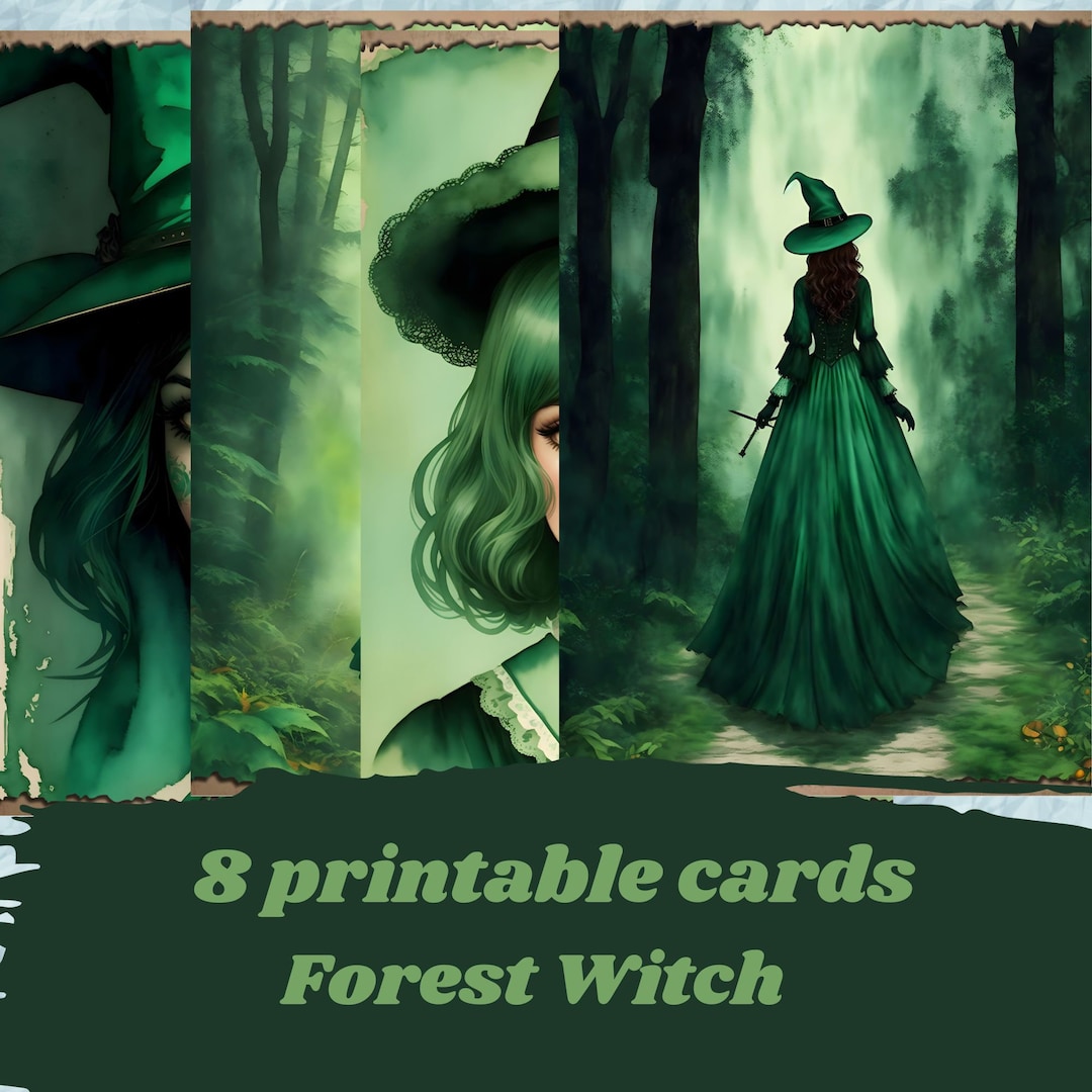 Vintage Forest Witch Cards Printable, Junk Journal Cards, Magic Journal ...