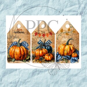Printable Autumn Pumpkin Tags for Junk Journal, Digital Tags, Printable ...