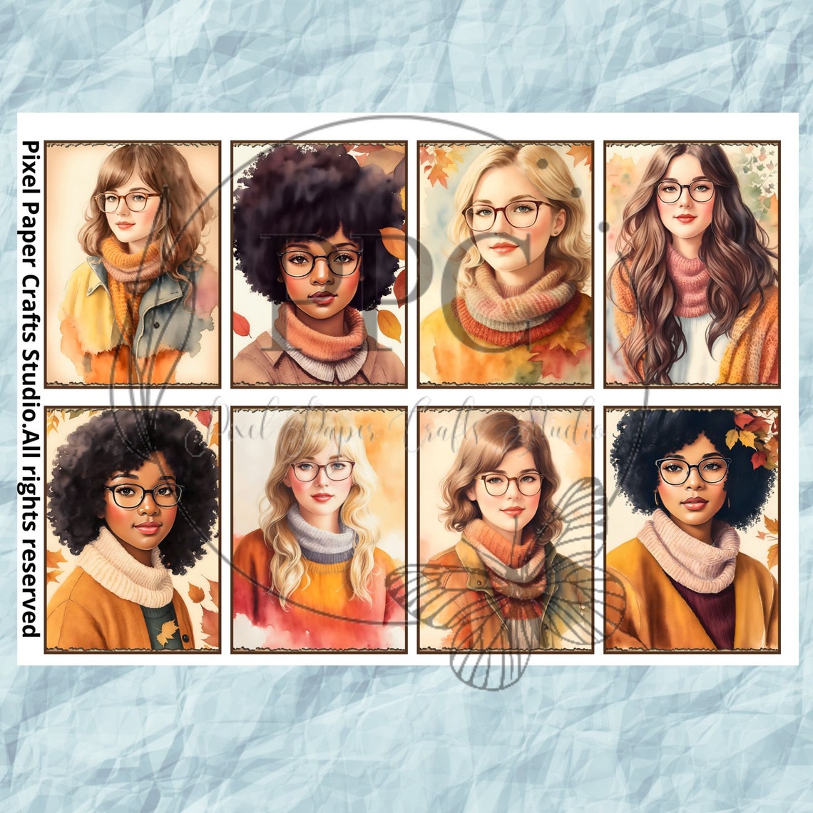 ATC Cards Fall Girls Printable Cards, Digital Cards 2.5 X 3.5, Fall ...