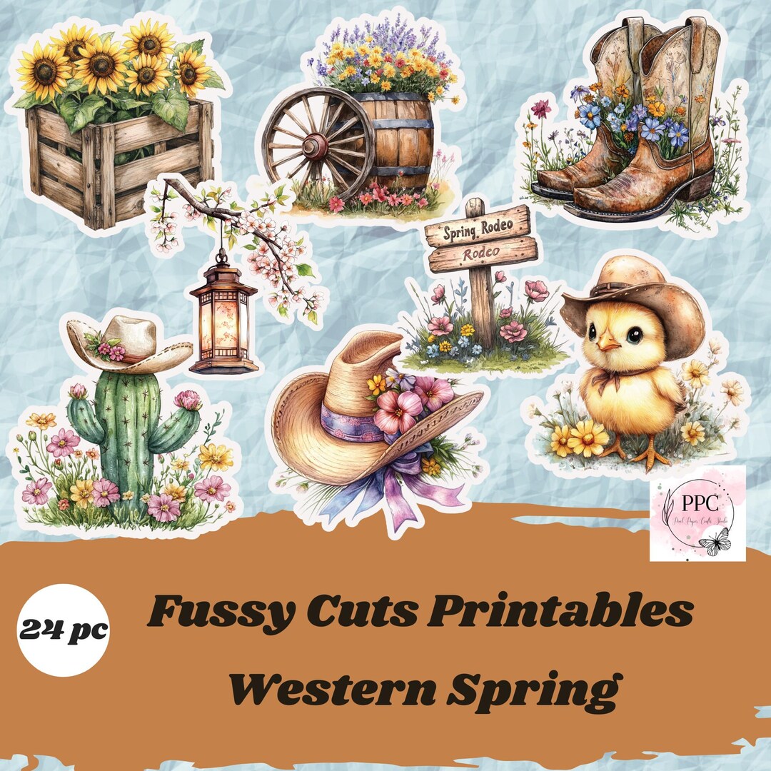 Western Spring Fussy Cuts Printables, Spring Ephemera for Junk Journal ...