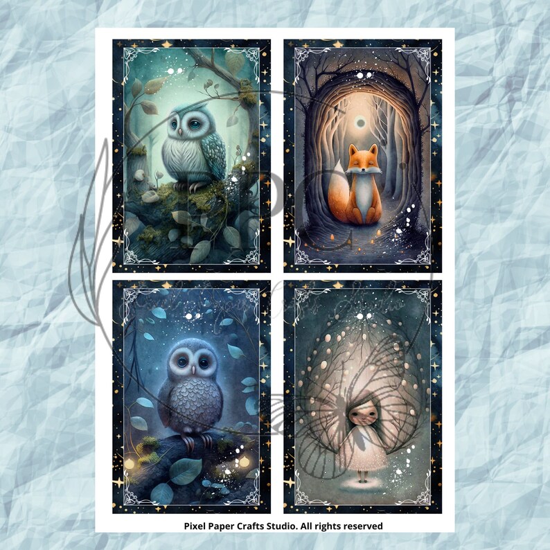 Printable Mystical Forest Cards Junk Journal Cards Digital - Etsy