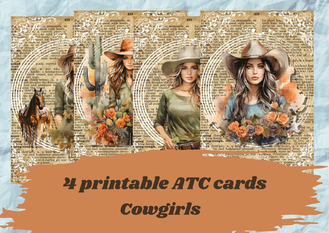 Printable Cowgirl Cards for Junk Journaling ATC Scrapbooking - Etsy