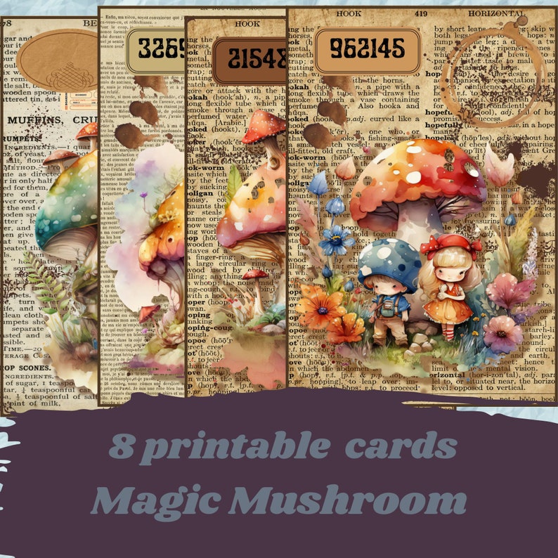 Printable Magic Mushroom Cards, Digital Mushroom Cards for Junk ...