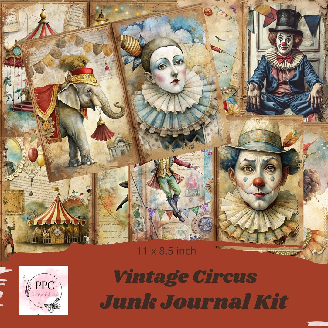 Vintage Circus Junk Journal Kit Printable, Circus Junk Journal, Junk ...
