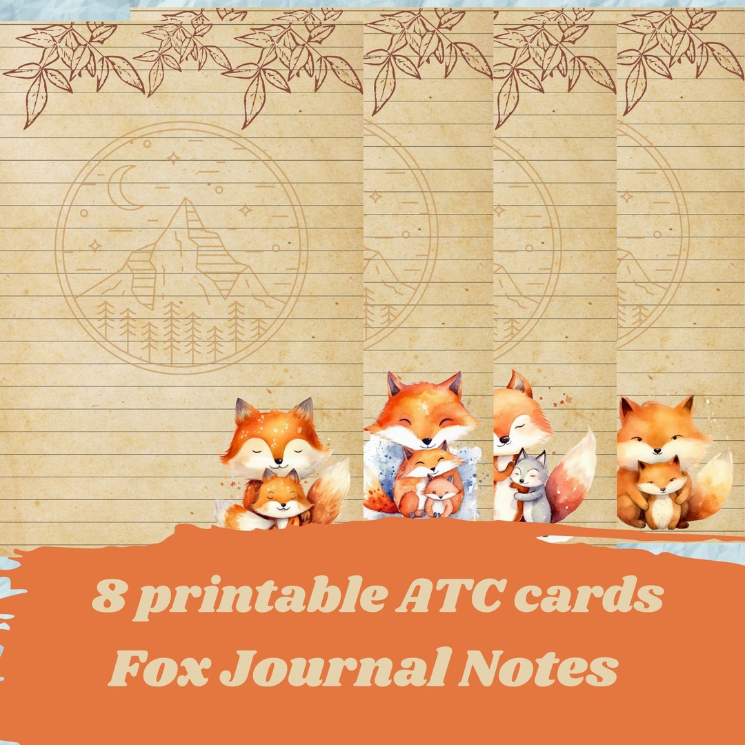 Printable Fox Note Cards for Junk Journal Journal Note Cards - Etsy