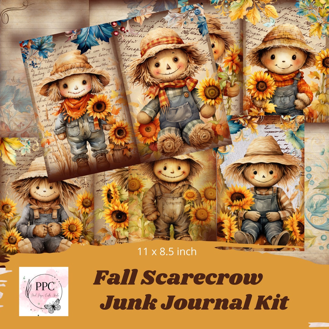 Fall Scarecrow Junk Journal Kit Printable, Autumn Junk Journal ...