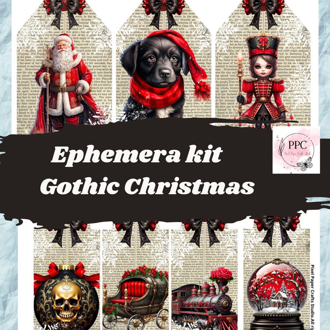 Gothic Christmas Ephemera Kit Printable, Digital Ephemera for Junk ...