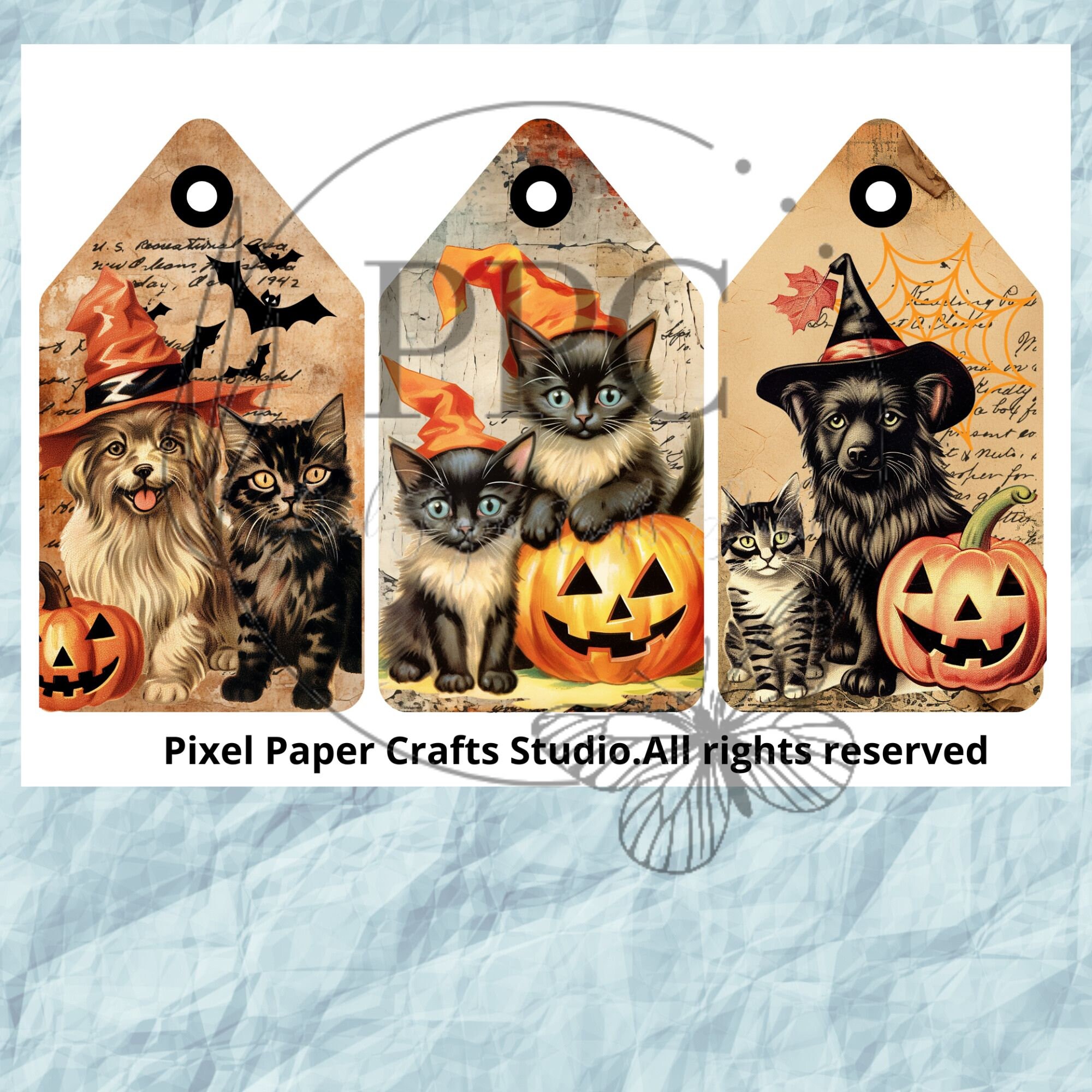 Vintage Halloween Printable Tags, Digital Junk Journal Tags, Gift Tags ...