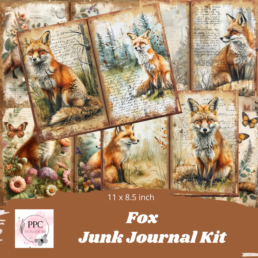 Vintage Fox Junk Journal Kit, Fox Junk Journal, Junk Journal Supplies ...