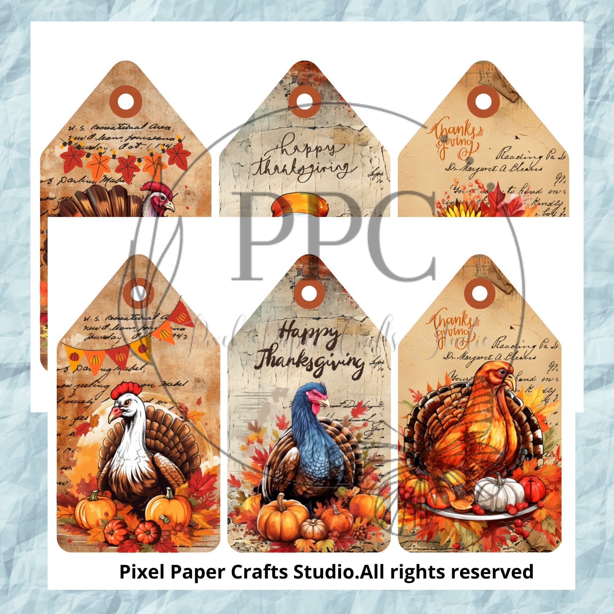 Printable Thanksgiving Tags, Digital Fall Tags, Vintage Thanksgiving ...