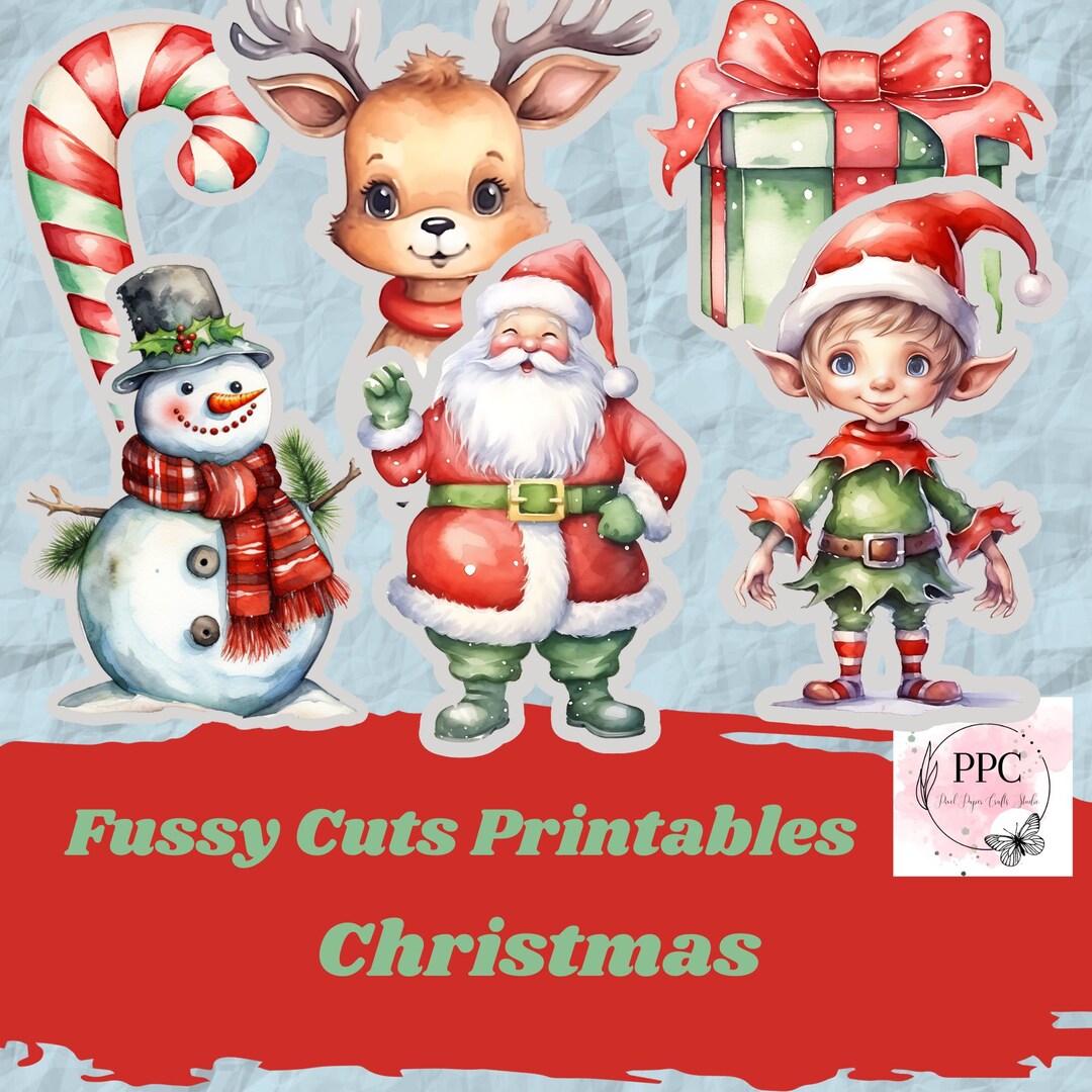 Christmas Fussy Cuts Printables, Digital Christmas Ephemera, Fussy Cuts ...